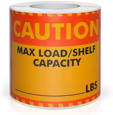 Pallet Racking Capacity Labels Caution Max Load Shelf LBS Warning 3×4 ...