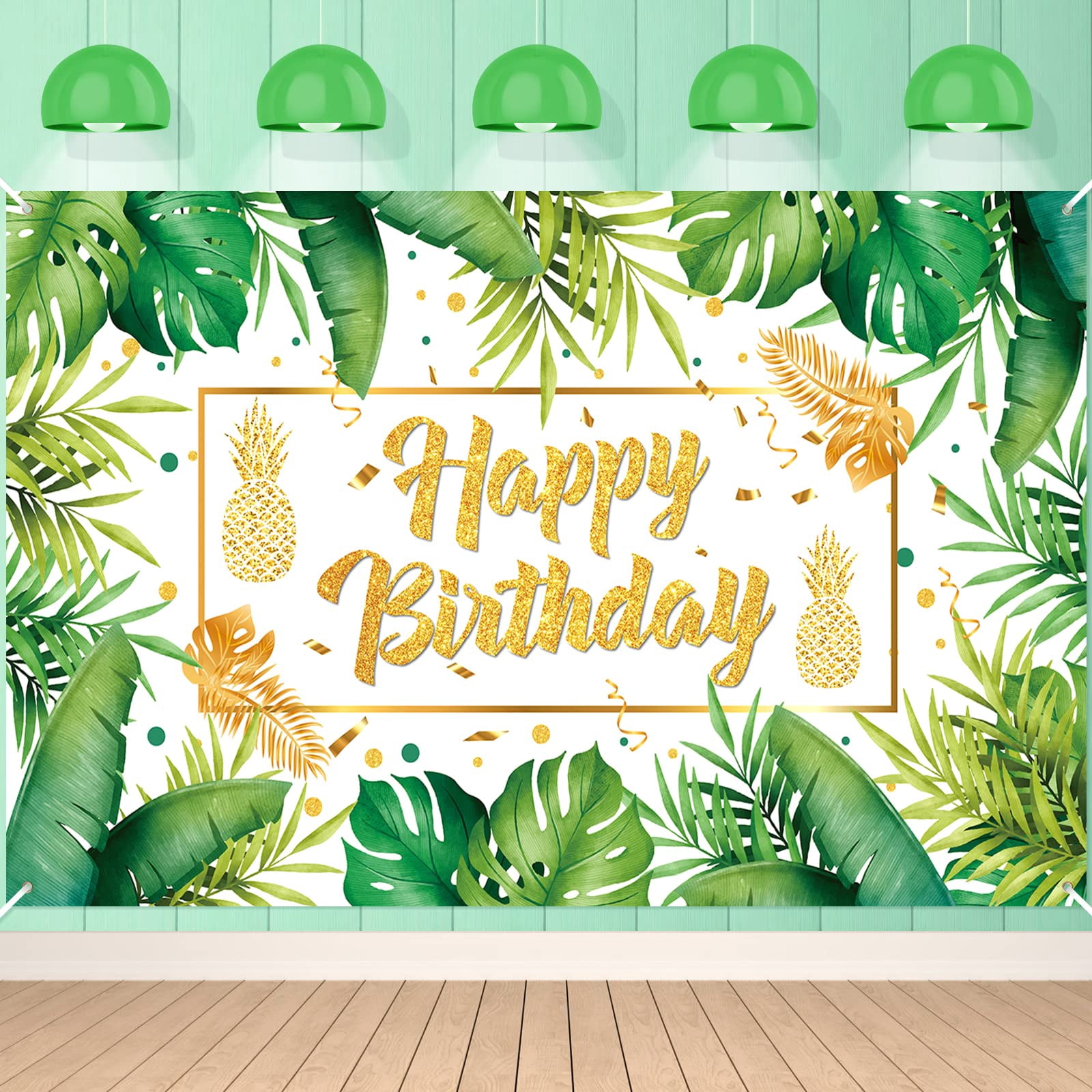 Palm Banner Decorations Hawaiian Party Tropical Happy Banner ...