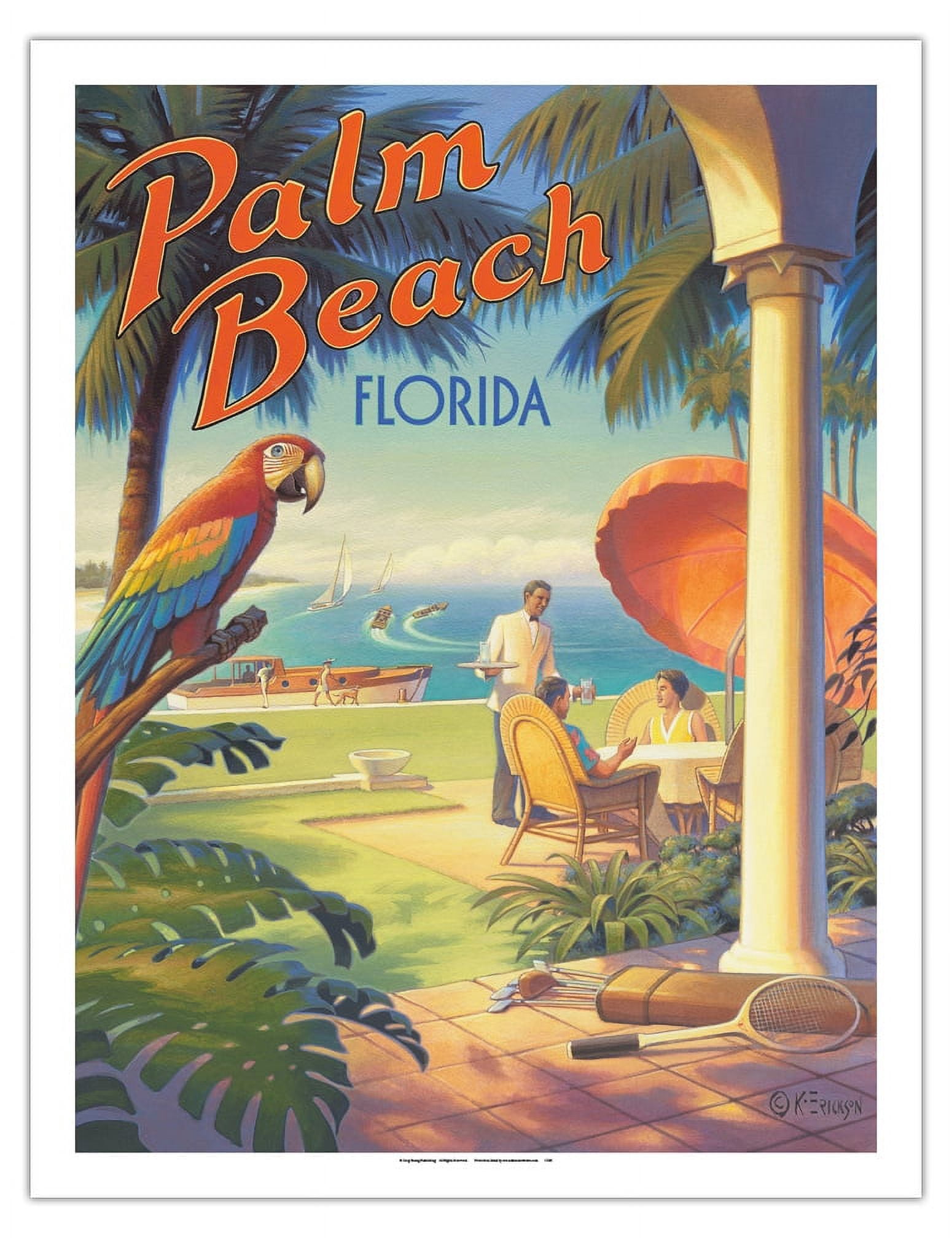 Palm Beach Florida - Vintage Travel Poster by Kerne Erickson - Fine Art ...