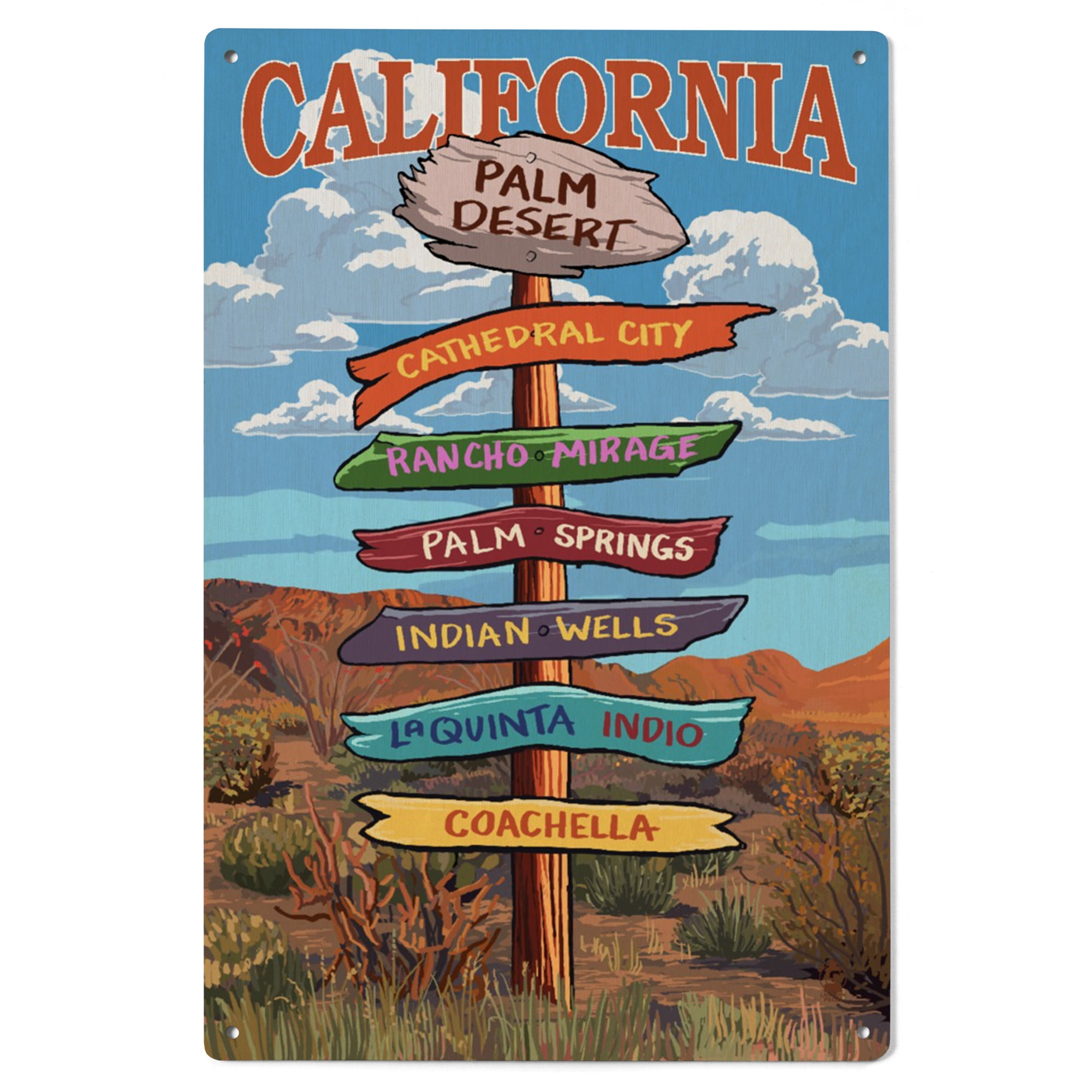 Palm Desert, California, Destinations Sign Birch Wood Wall Sign (6x9 ...