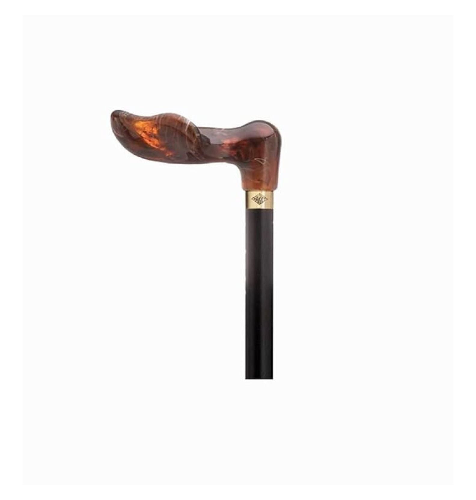Palm Grip Hardwood Walking Cane – Black Shaft with Amber Acrylic Handle ...