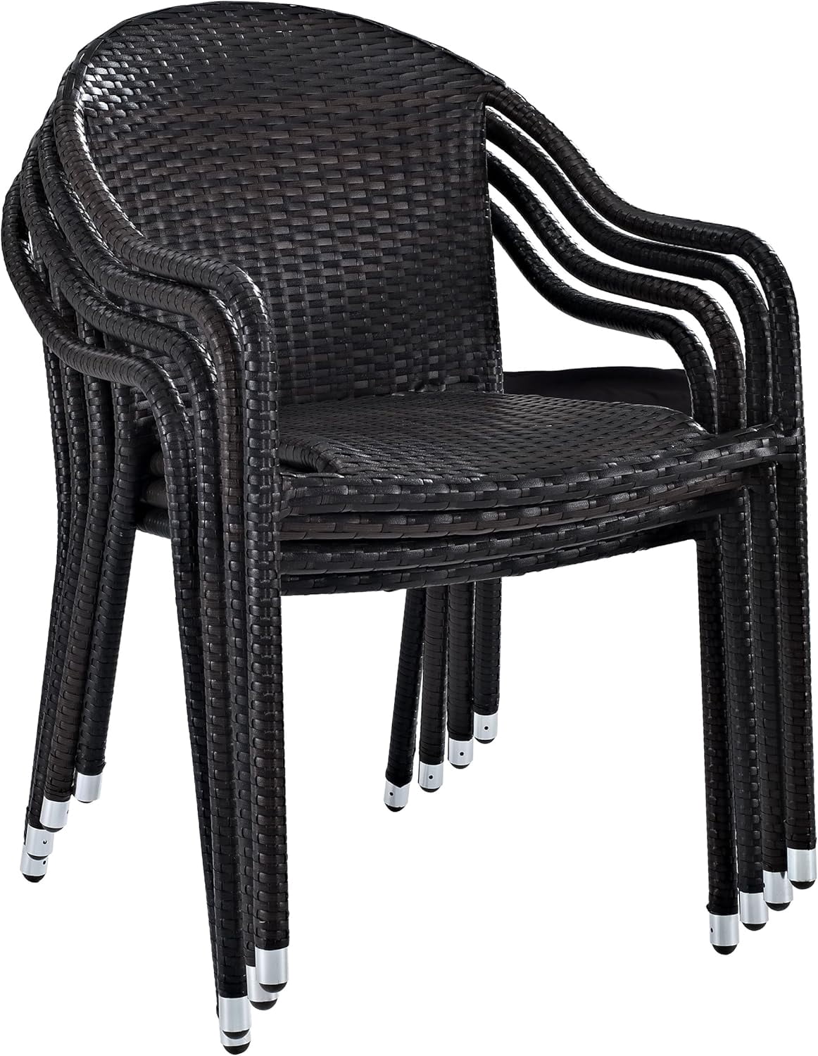 Palm Harbor 4-Piece Stackable Outdoor Chair Set, Wicker Patio Chairs ...