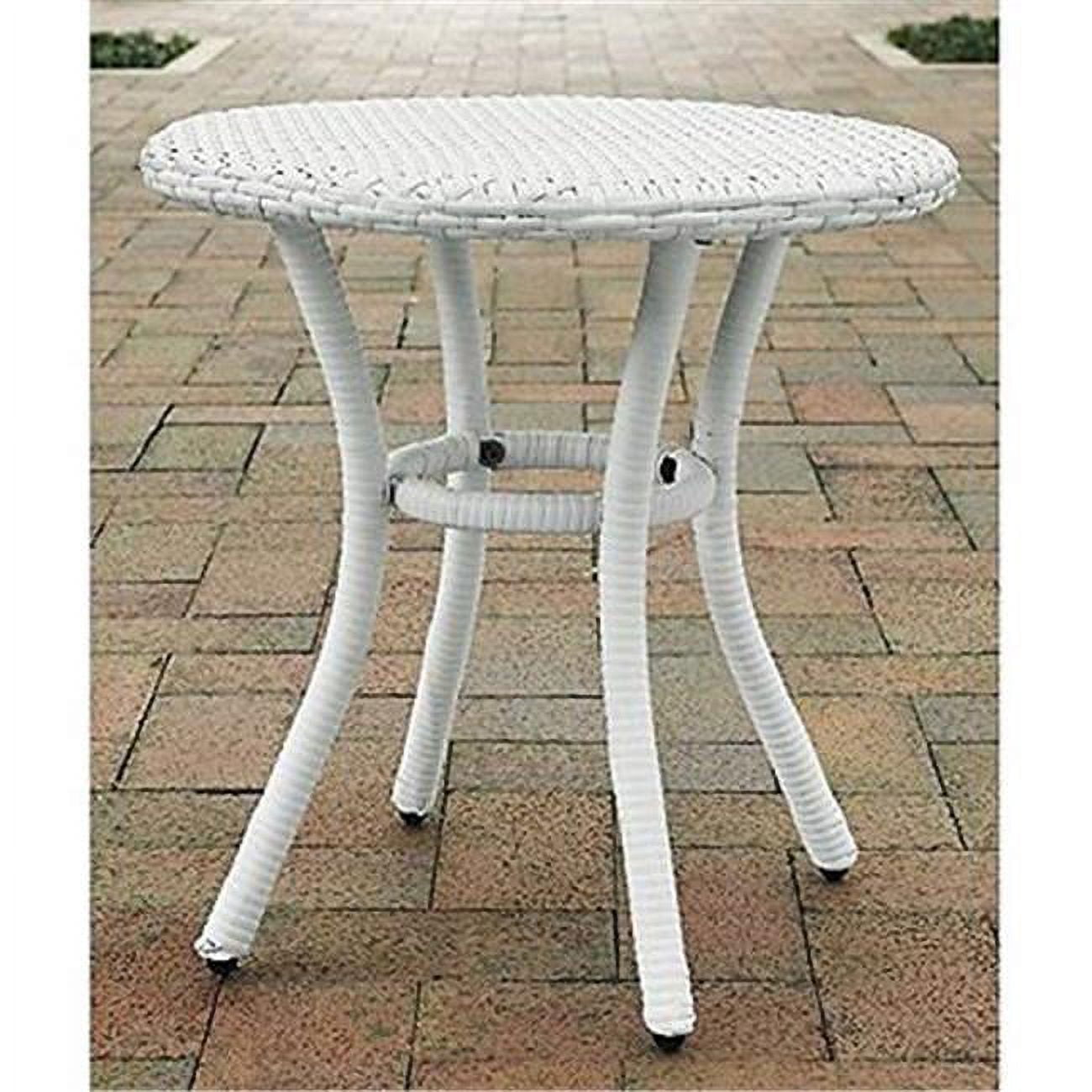 Palm Harbor Outdoor Wicker Round Side Table, White - Walmart.com