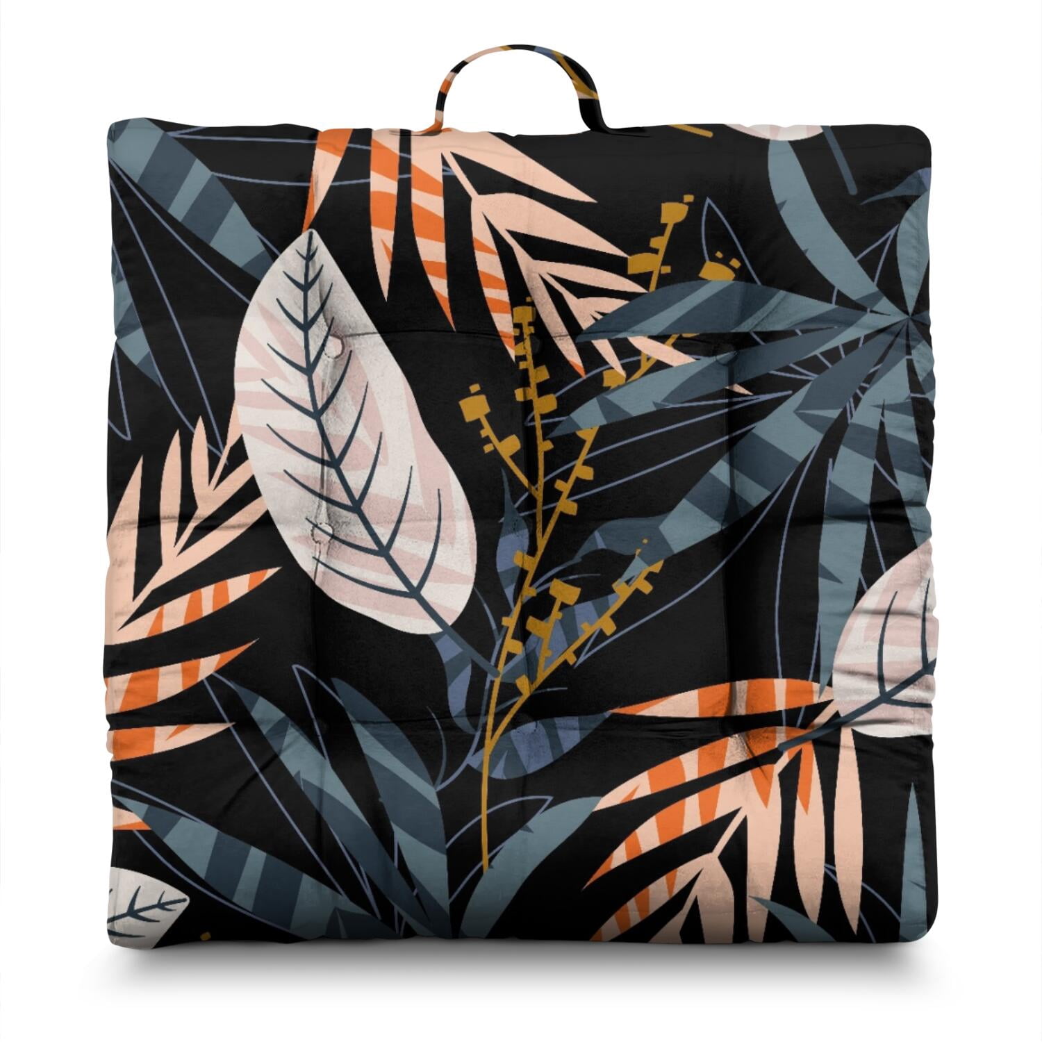 Palm Inspired Oversized Floor Cushion - 9-Point Stitched Zabuton with ...