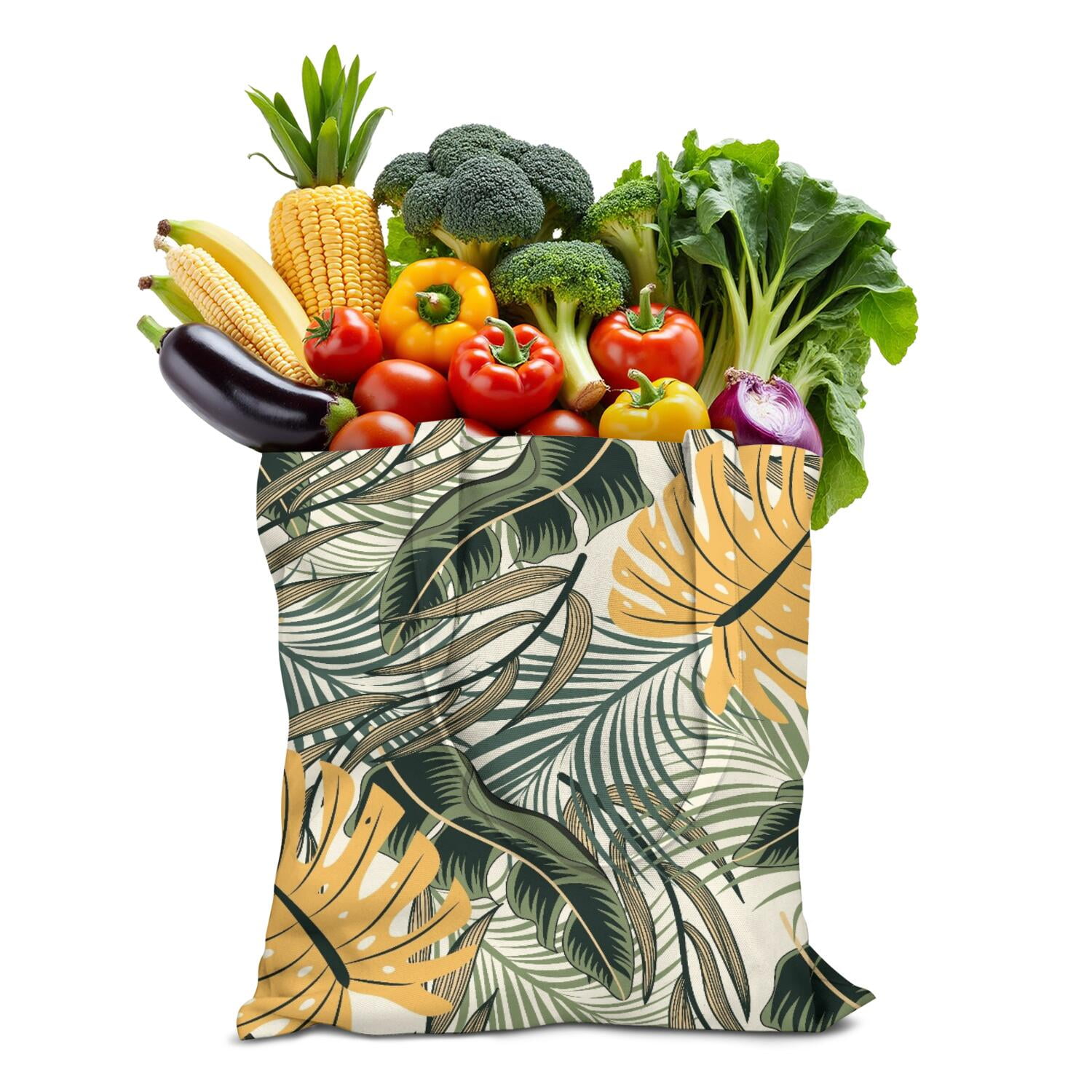 Palm Leaf Aesthetic Canvas Tote, Reusable Summer Vacation Handbag for ...