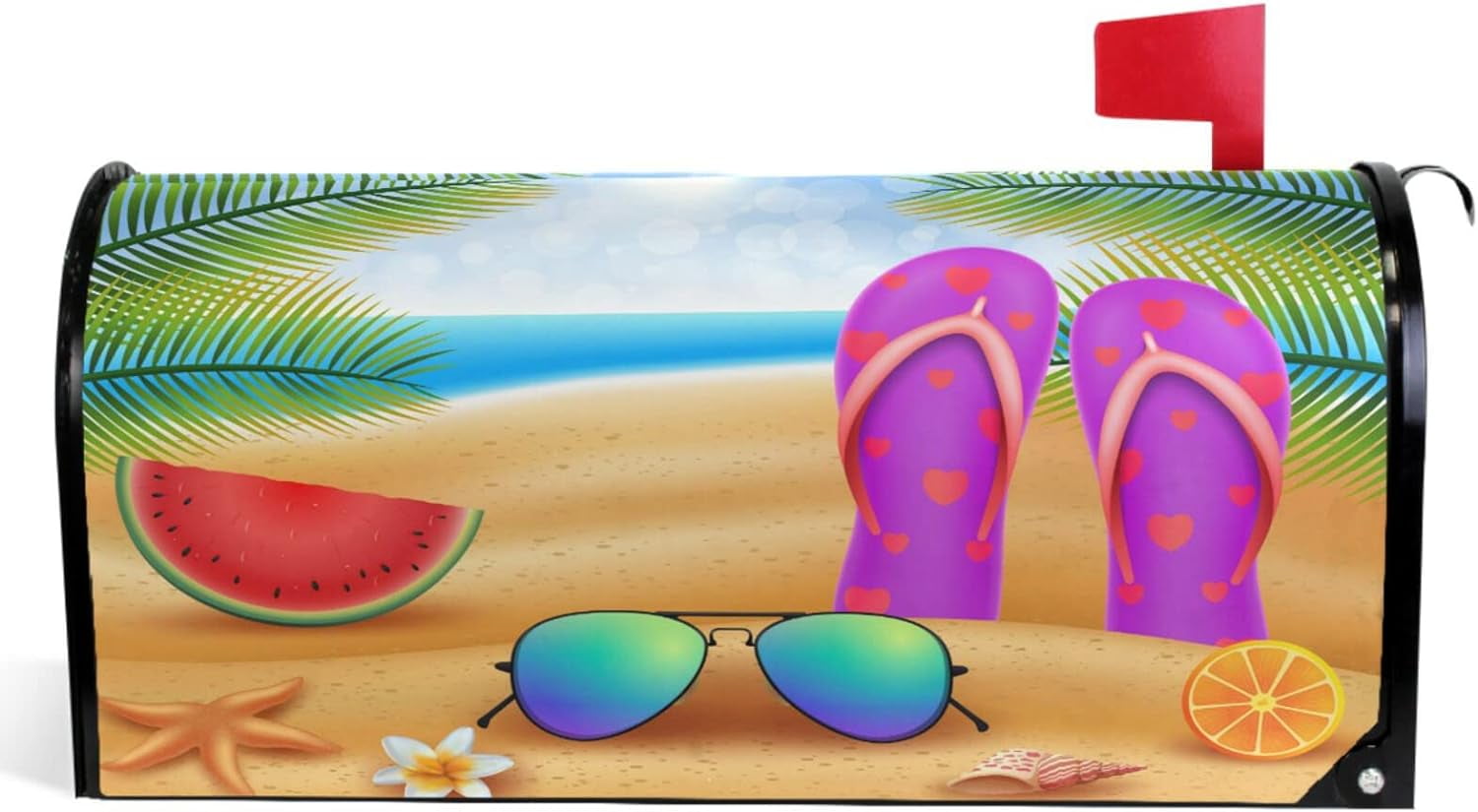 Palm Leaf Beach Sea Mailbox Covers Magnetic Flip Flops Watermelon ...