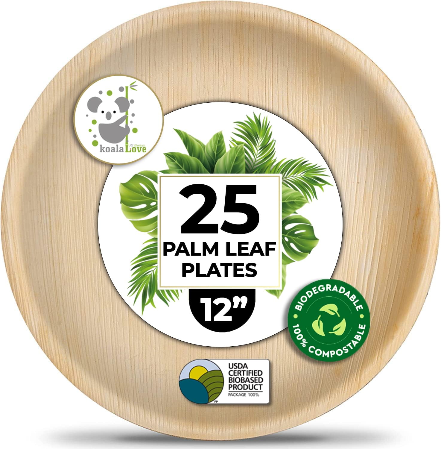 Palm Leaf Charger Plates 12 Inch AFN1Round Disposable Bamboo Plate ...