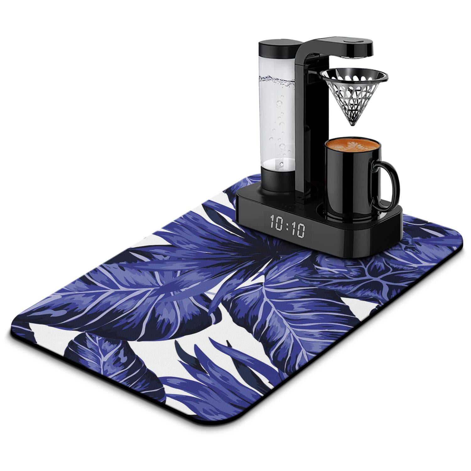 Palm Leaf Coffee Station Mat - 12x20 Inch Absorbent Drying Mat with 4 ...