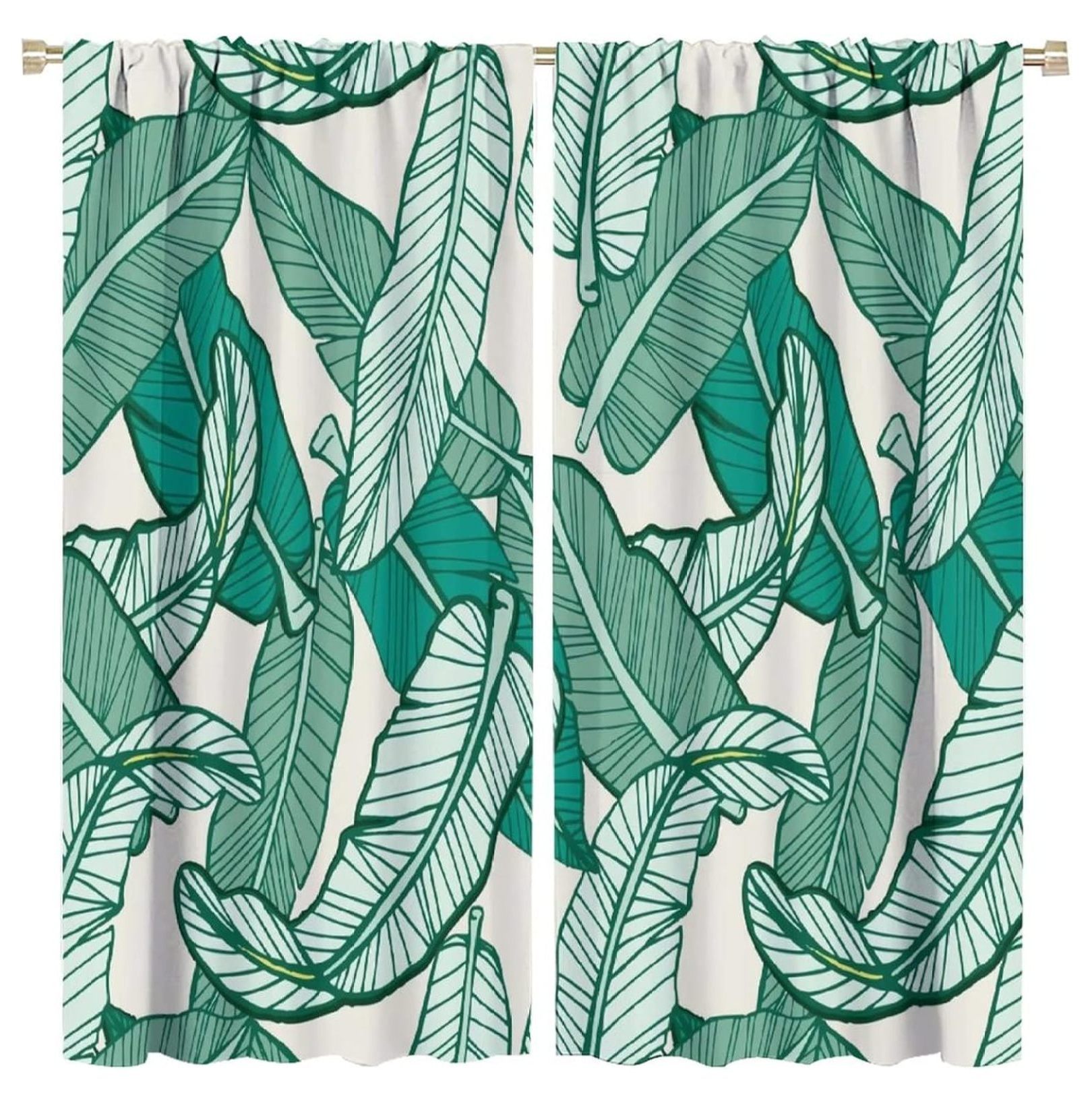 Palm Leaf Curtains, Exotic Patterns of Tropical Leaves, Watercolor Art ...