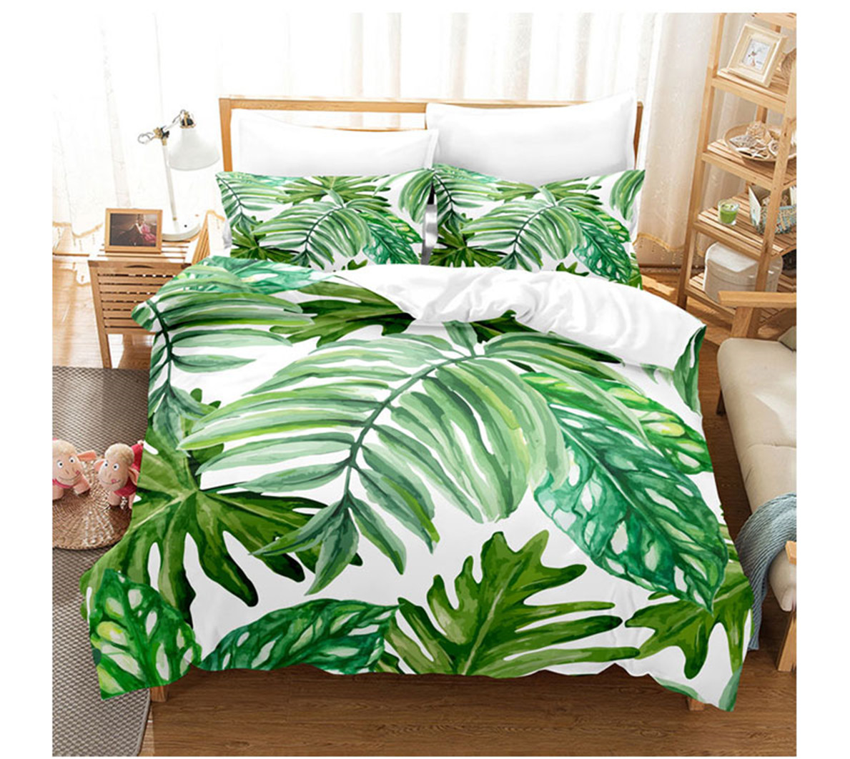 Palm Leaf Duvet Cover Realistic Vivid Leaves of Palm Tree Growth ...