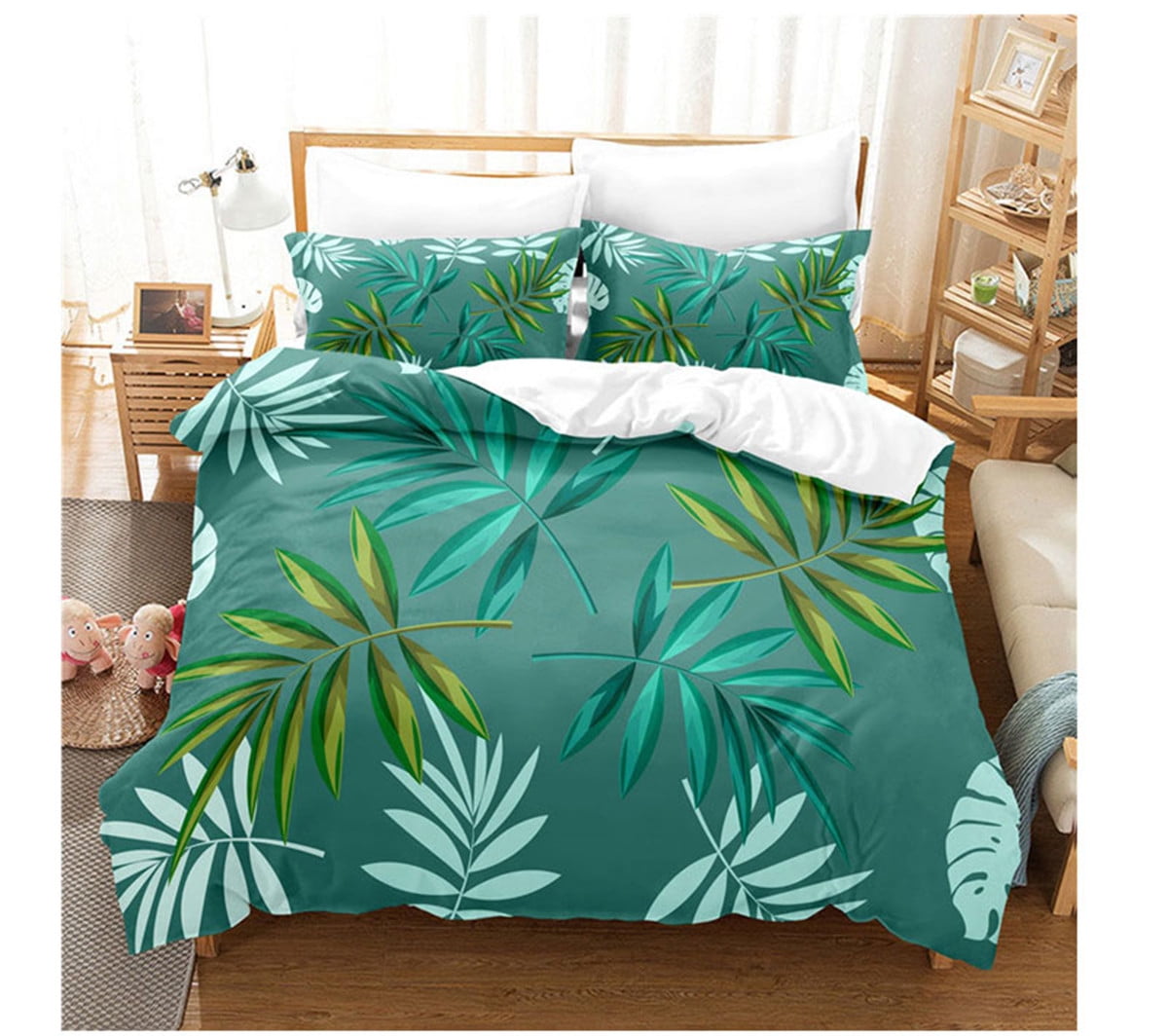 Palm Leaf Duvet Cover Realistic Vivid Leaves of Palm Tree Growth ...