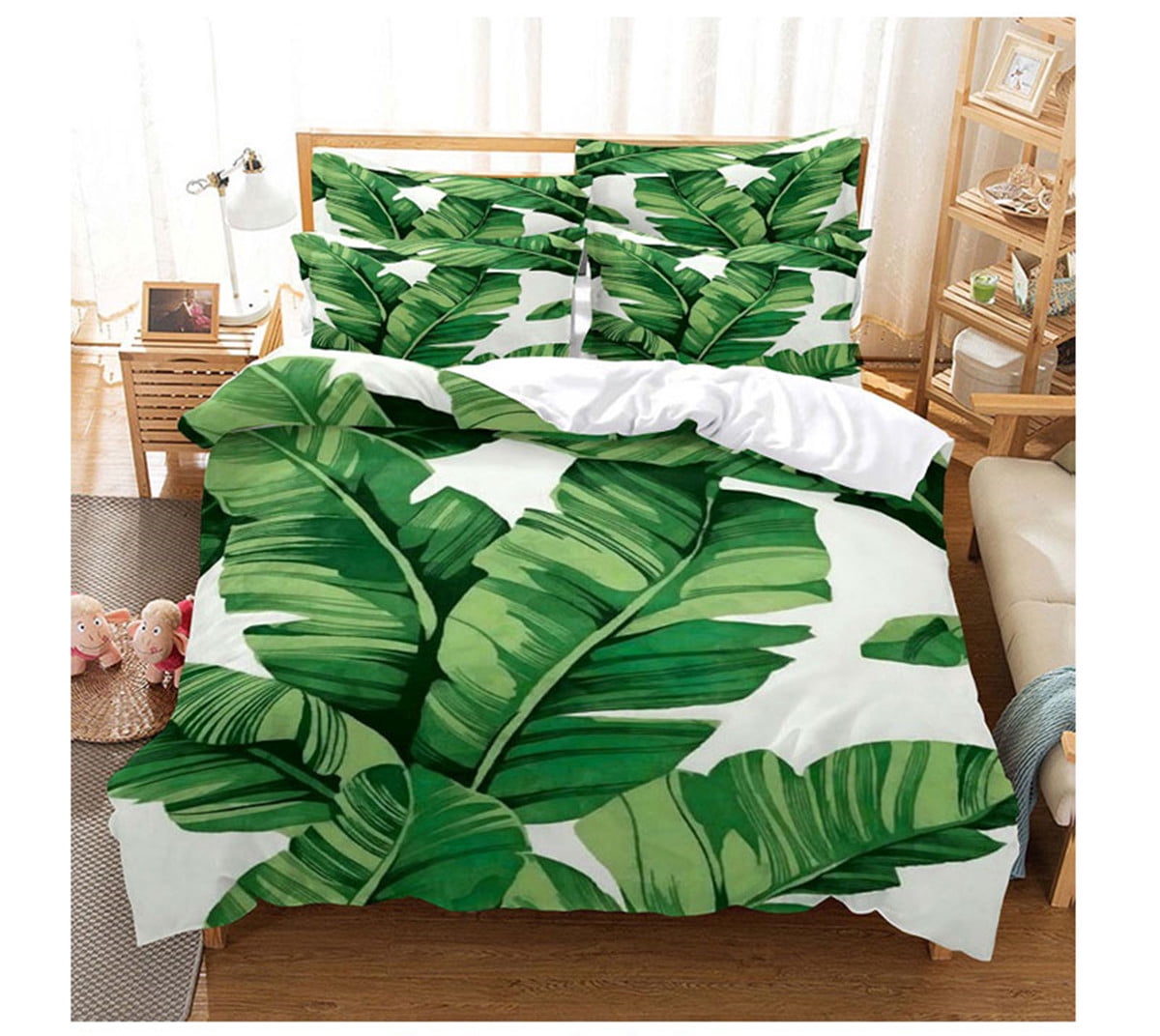 Palm Leaf Duvet Cover Realistic Vivid Leaves of Palm Tree Growth ...