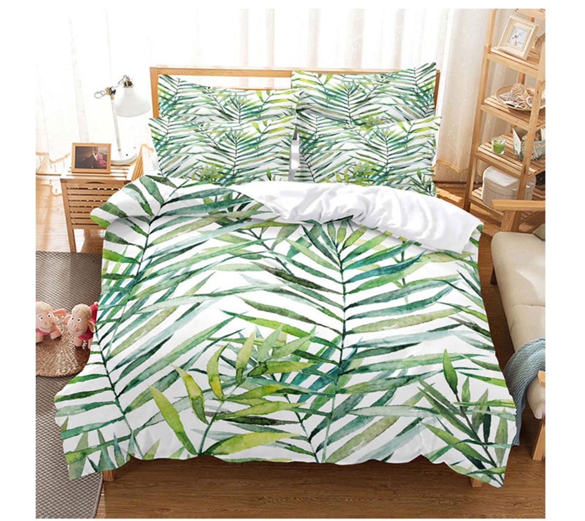 Palm Leaf Duvet Cover Realistic Vivid Leaves of Palm Tree Growth ...