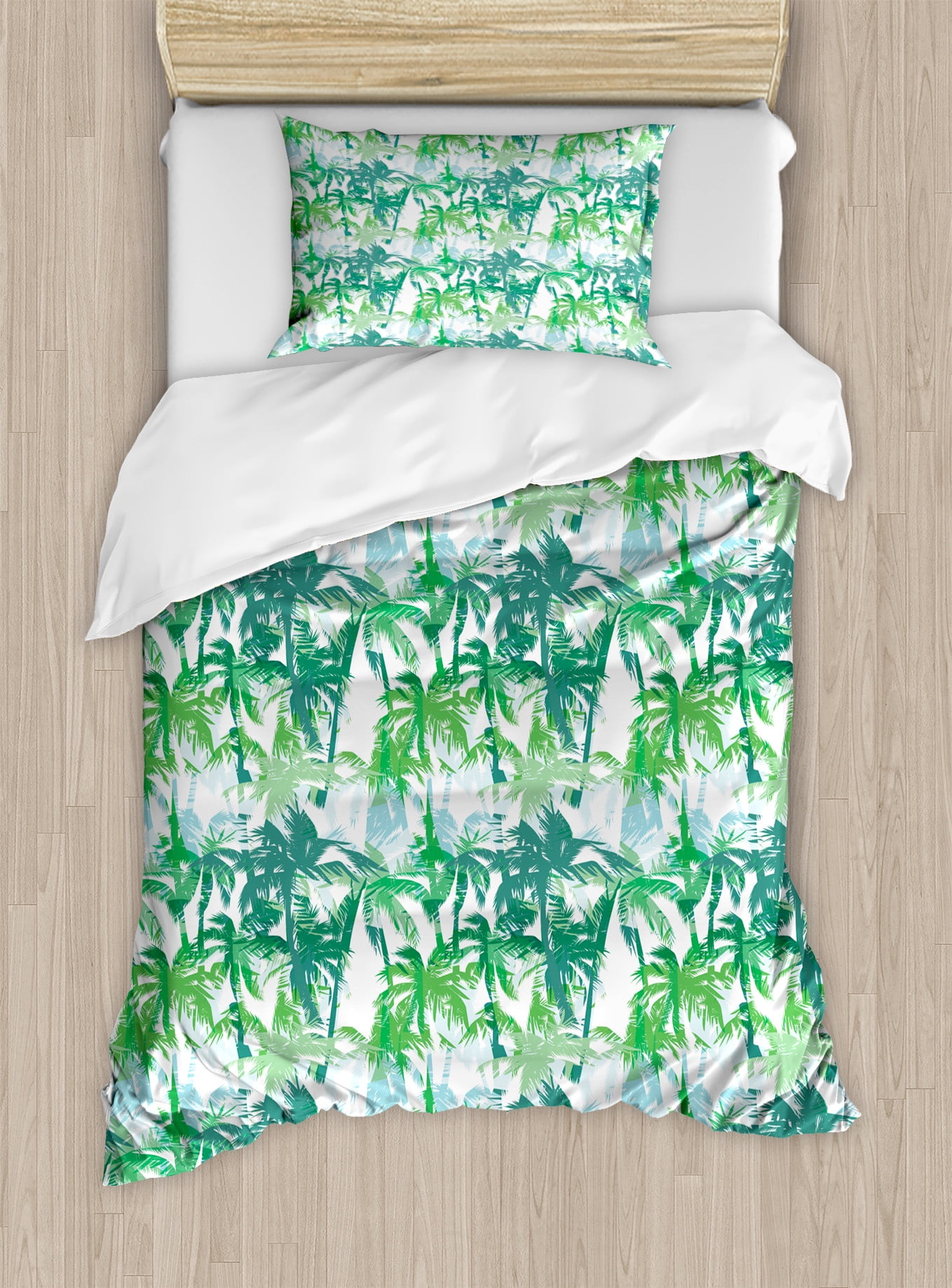 Palm Leaf Duvet Cover Set, Exotic Fantasy Abstract Coconut Tree ...