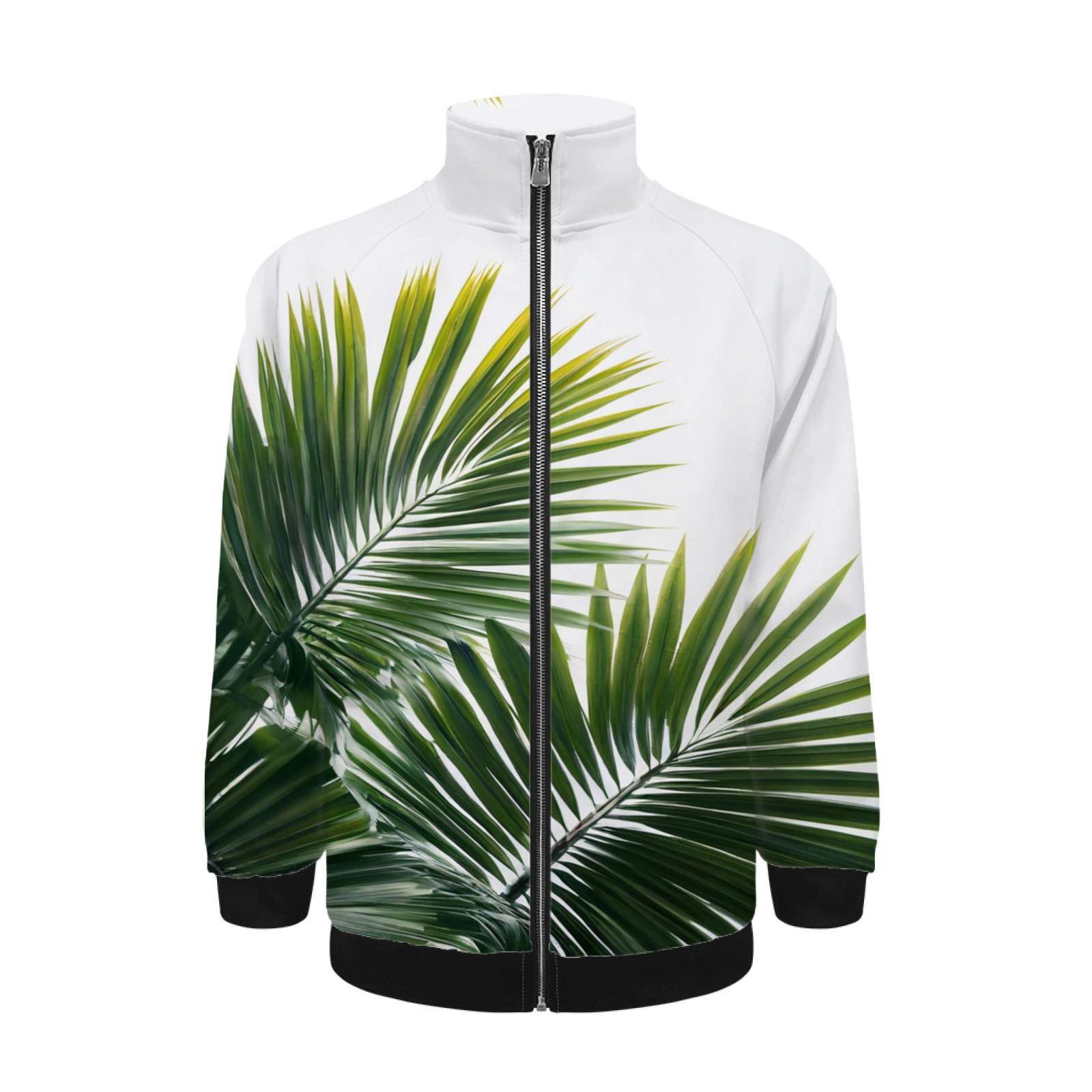 Palm Leaf Green Print Jacket Men's Street Cool Long Sleeves Coat ...