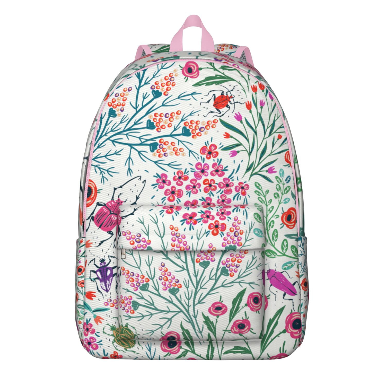 Palm Leaf Inspired Backpack, Hawaiian Floral School Bag with Tropical ...