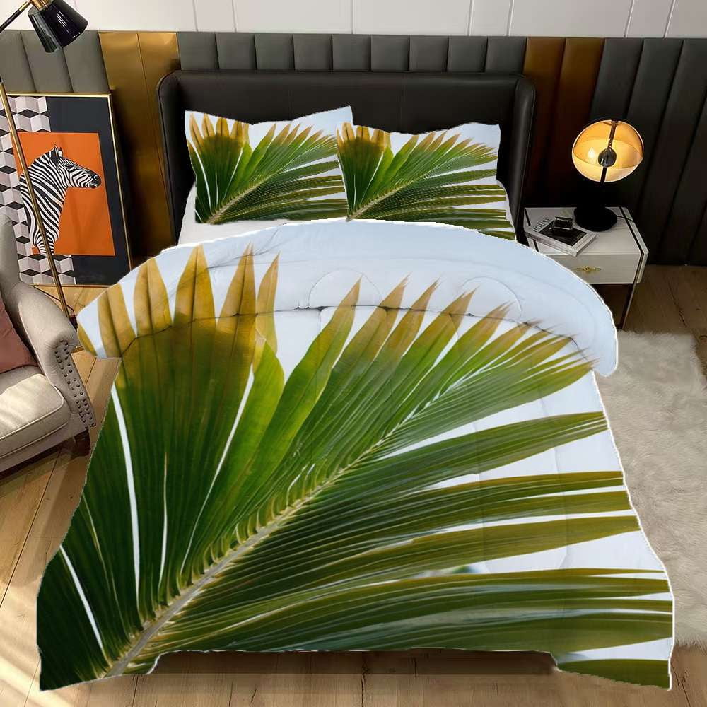 Palm Leaf Pattern Design Comforter Set Queen Size Bedding Set For Travl ...
