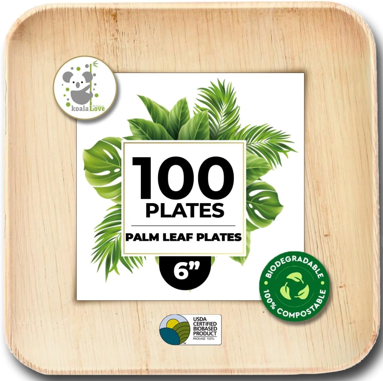 Palm Leaf Plates Bamboo Paper Plates Disposable 6 Inch 100 Bulk ...