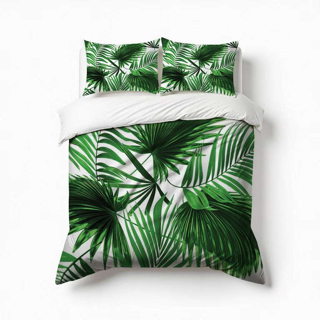 Palm Leaf Realistic Vivid Leaves Of Palm Tree Bedding Set 3 Pcs Soft ...