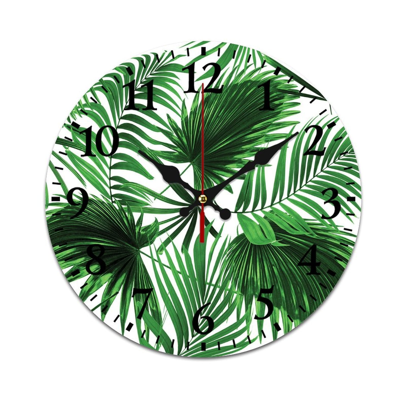 Palm Leaf Realistic Vivid Leaves of Palm Tree Wall Clock Modern Design Clocks Wall Hanging Home ...