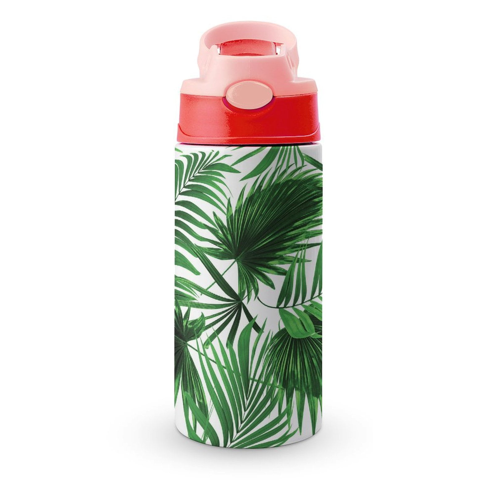 Palm Leaf Realistic Vivid Leaves of Palm Tree Water Bottle with Straw ...