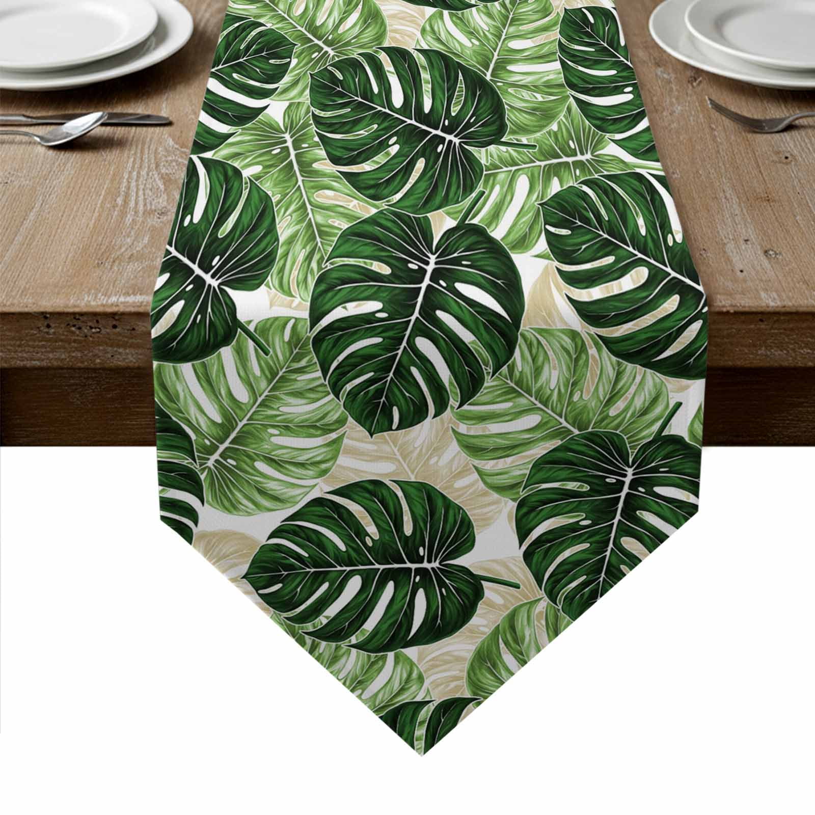 Palm Leaf Table Runner Linen Burlap Table Runner 72 Inches Long ...