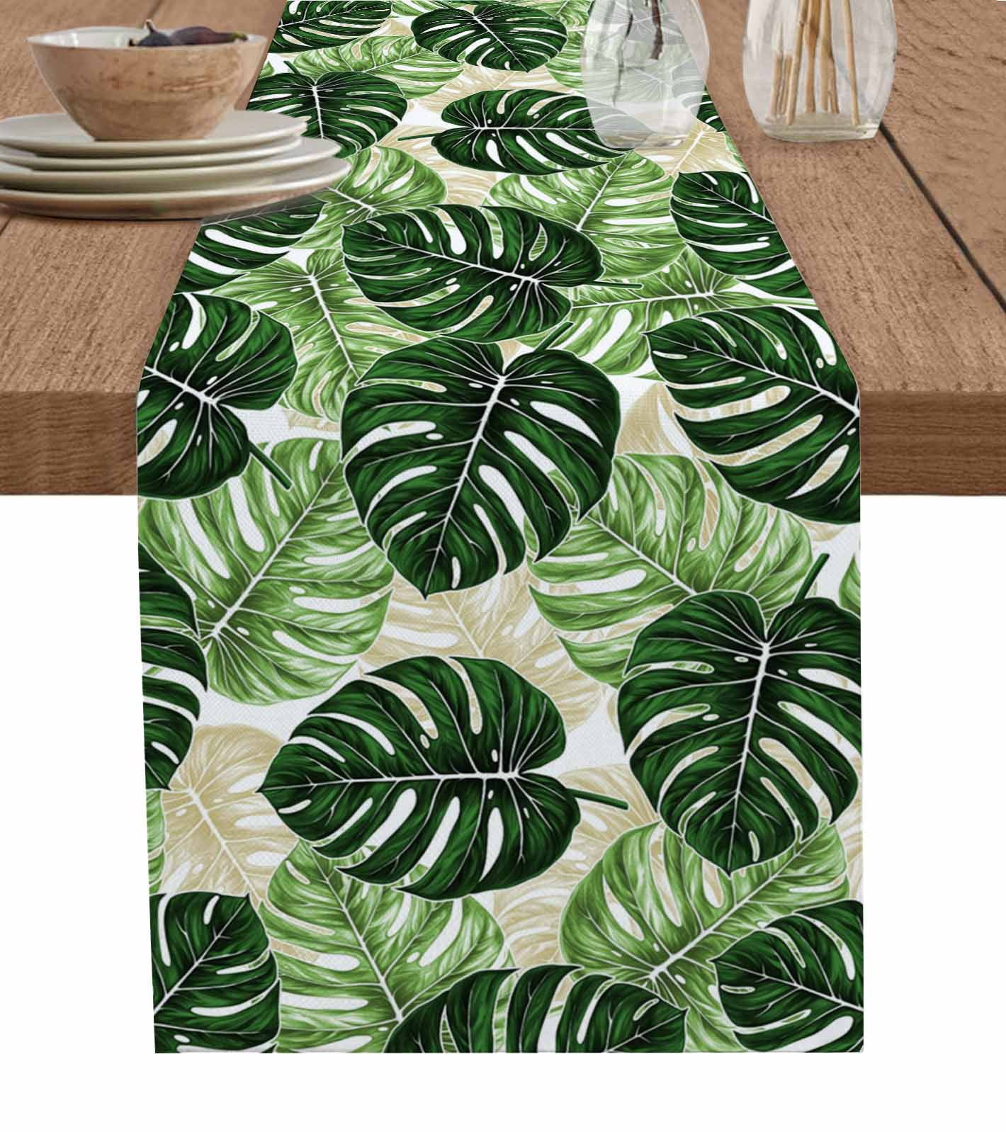 Palm Leaf Table Runner Tropical Plant Country Green Summer Tablerunners ...