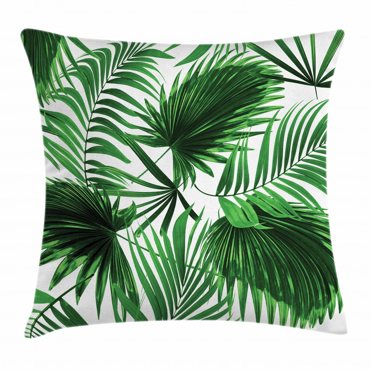 Palm Leaf Throw Pillow Cushion Cover, Realistic Vivid Leaves of Palm ...