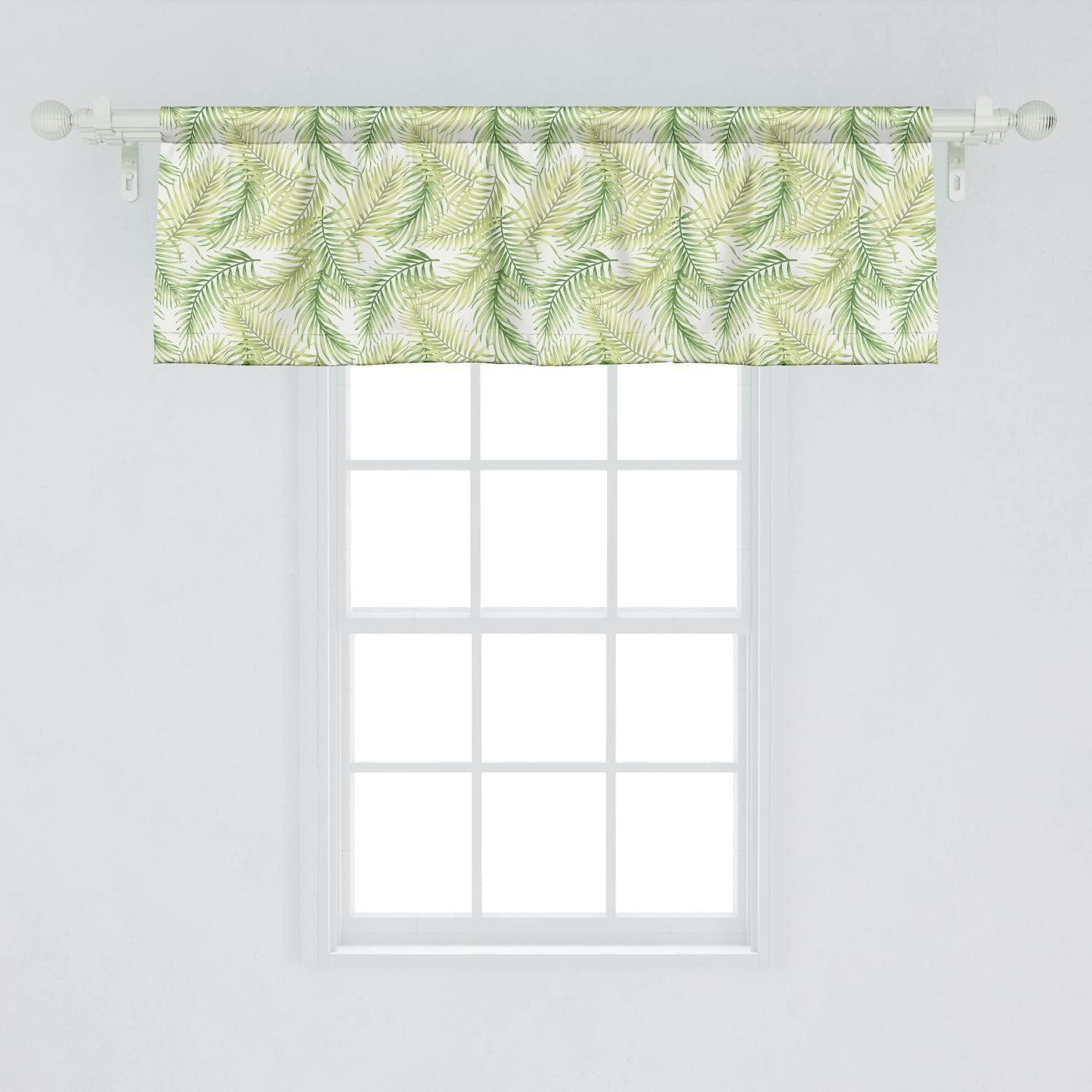 Palm Leaf Window Valance , Green Leaves of Coconut Palms Watercolor ...