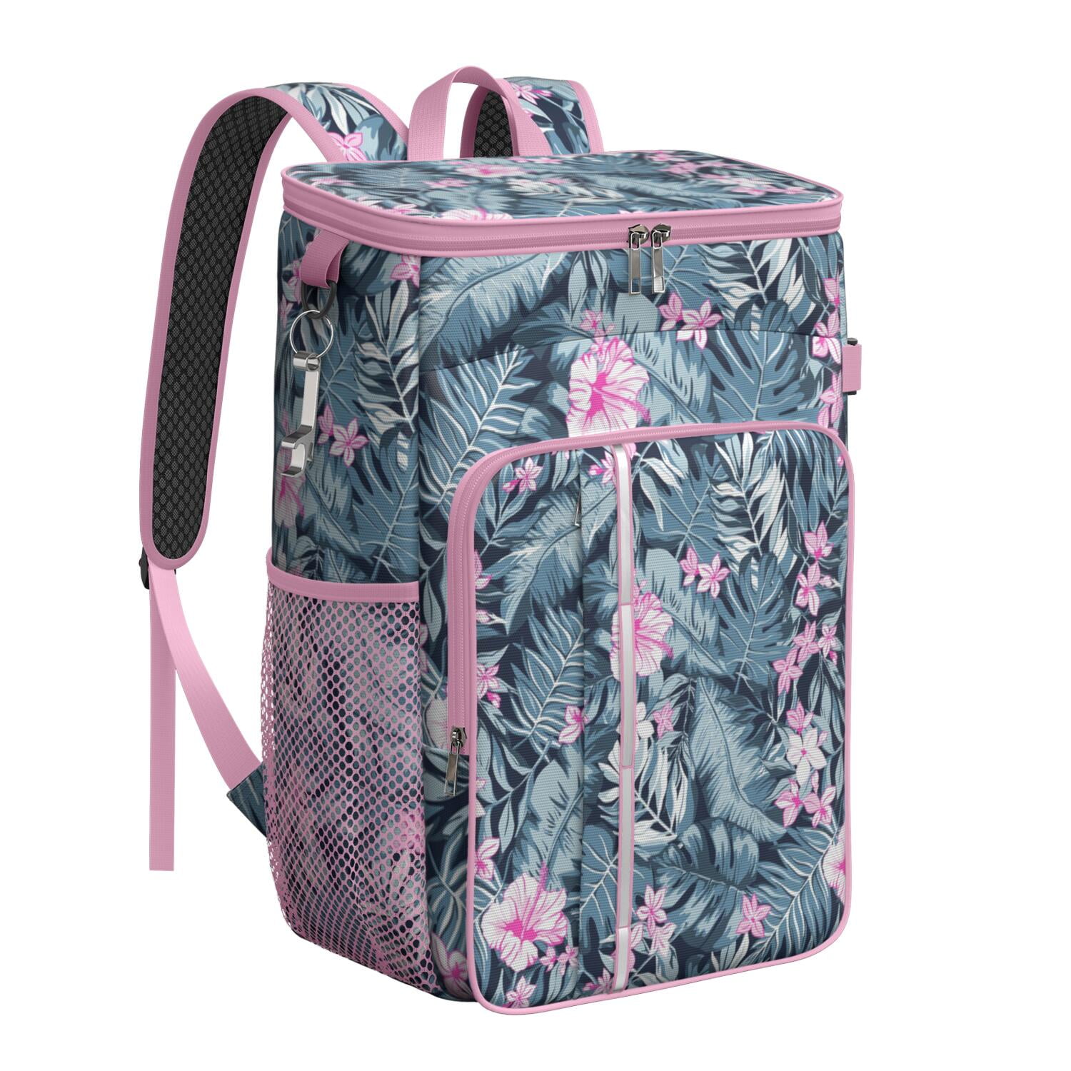 Palm Leaf and Exotic Flowers Backpack Cooler, Leakproof Insulated ...