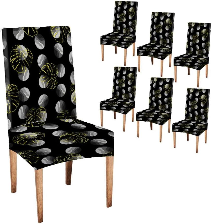 Palm Leave Watercolor Stretch Chair Covers for Dining Room 6 Pack ...