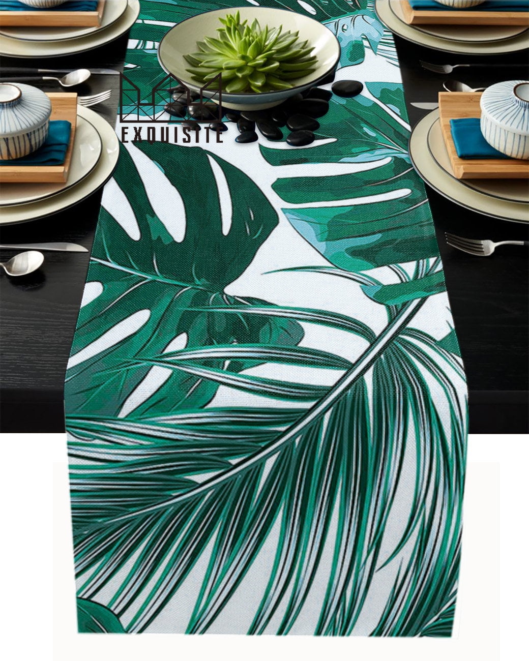 Palm Leaves At Tropical Beach Table Runner ration Home r Dinner Table ...
