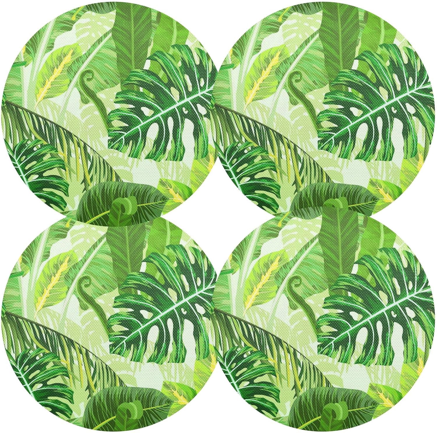 Palm Leaves Banana Leaf Tropical Plant Round Place Mats Set of 4, Heat ...