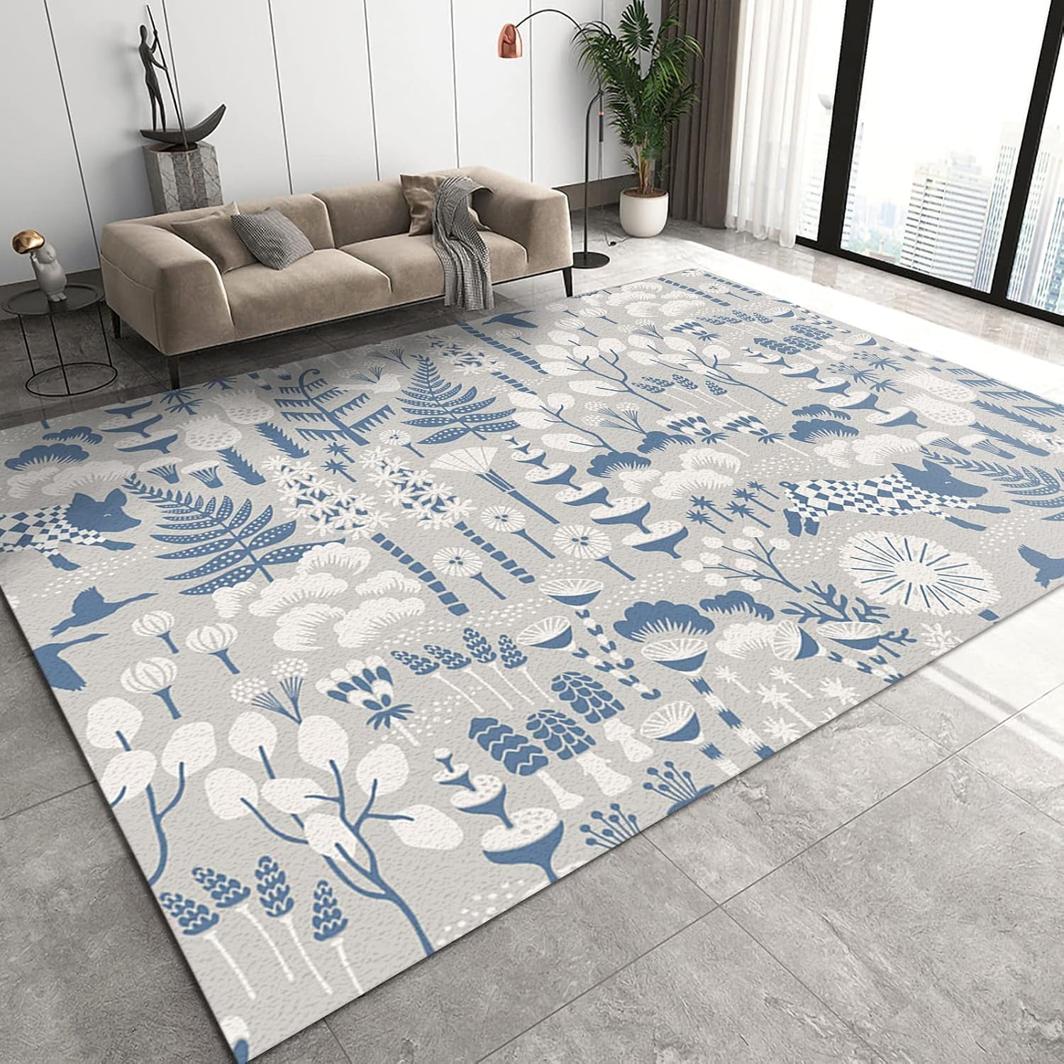 Palm Leaves Branch Plant Area Rugs, Tropical Rainforest Simple Plants ...
