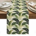 Palm Leaves Cotton Linen Table Runner Tropical Jungle Sage Green ...