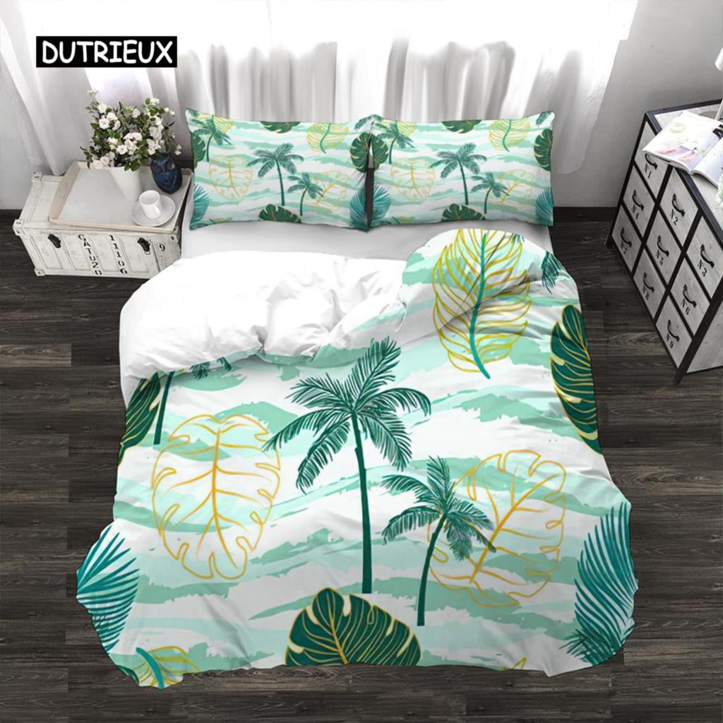 Palm Leaves Duvet Cover Set Full Size Hawaiian Tropical Palm Tree ...