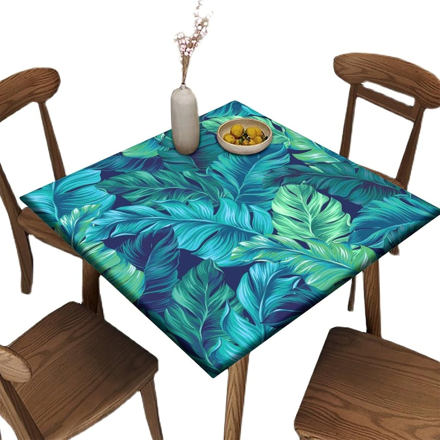 Palm Leaves Fitted Table Cover Square 36x36 in, Summer Elastic Edge ...