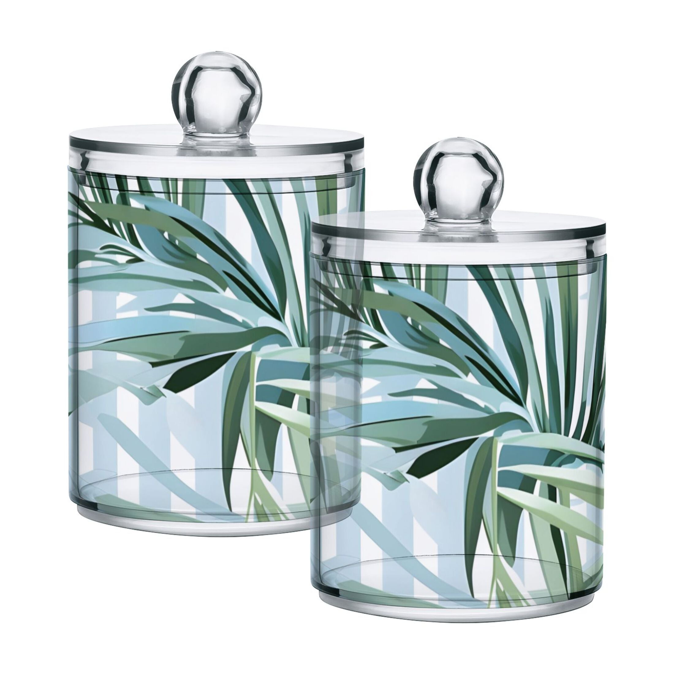 Palm Leaves Hand Painted Translucent Plastic Cans Storage Canisters ...