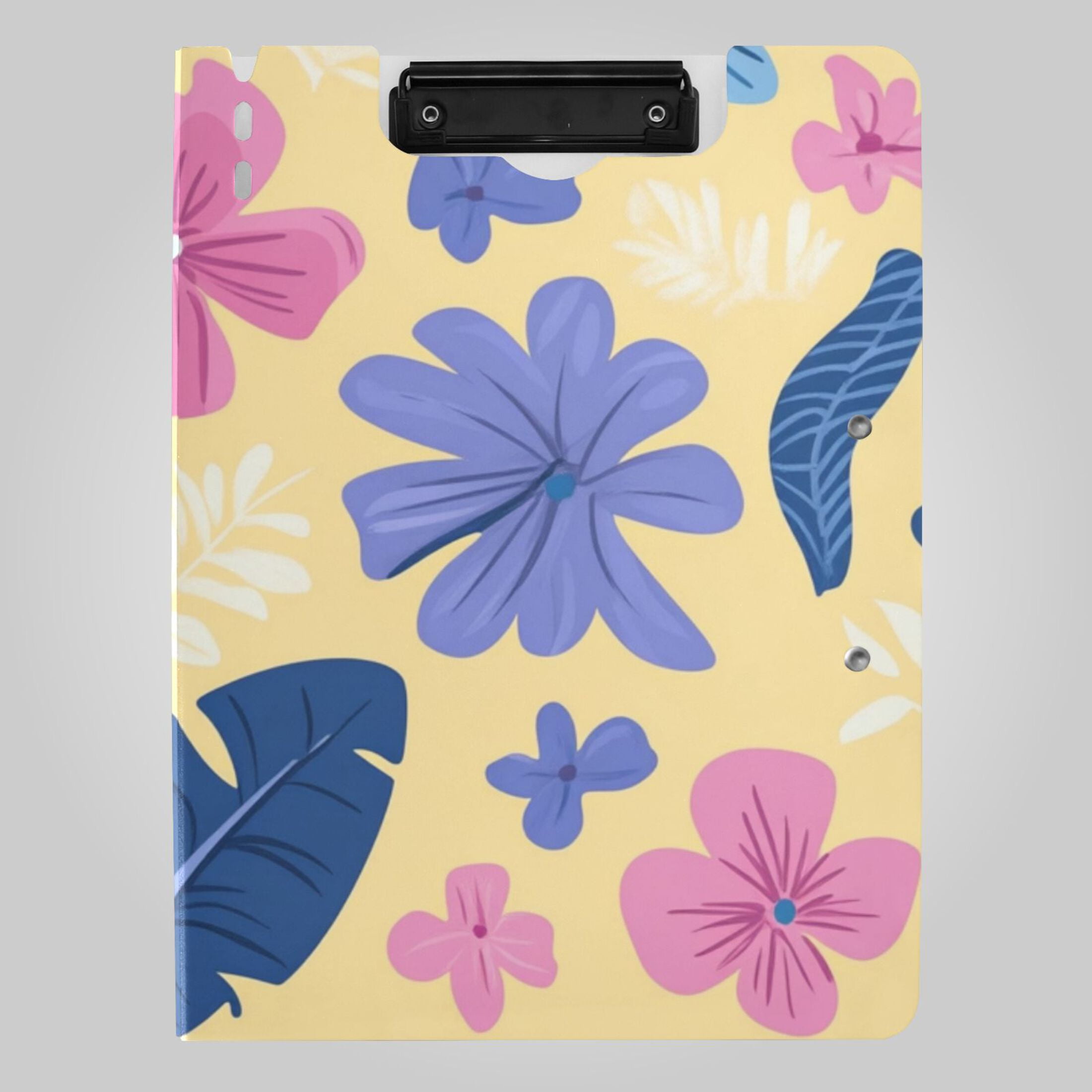 Palm Leaves Pastel Flowers Tropical Foldable Binder Folder Clipboard ...