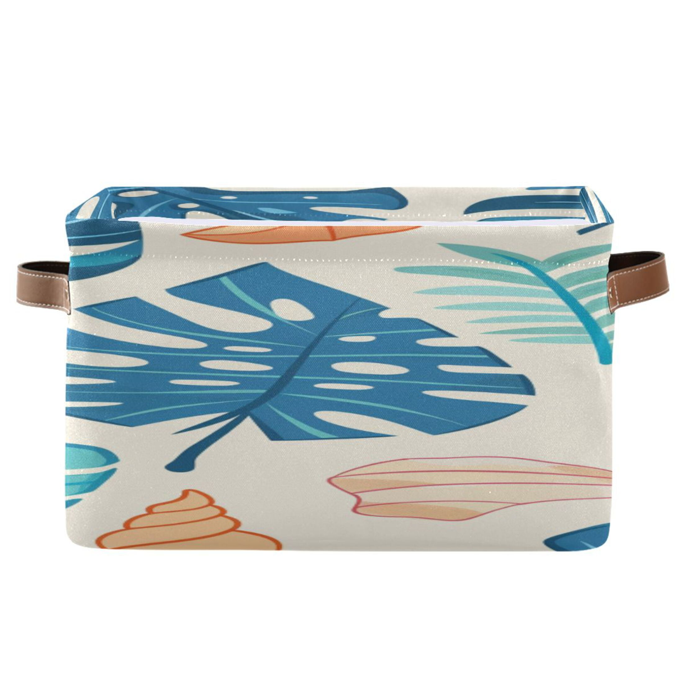 Palm Leaves Shell and Conch Square Storage Bins with Handles ...