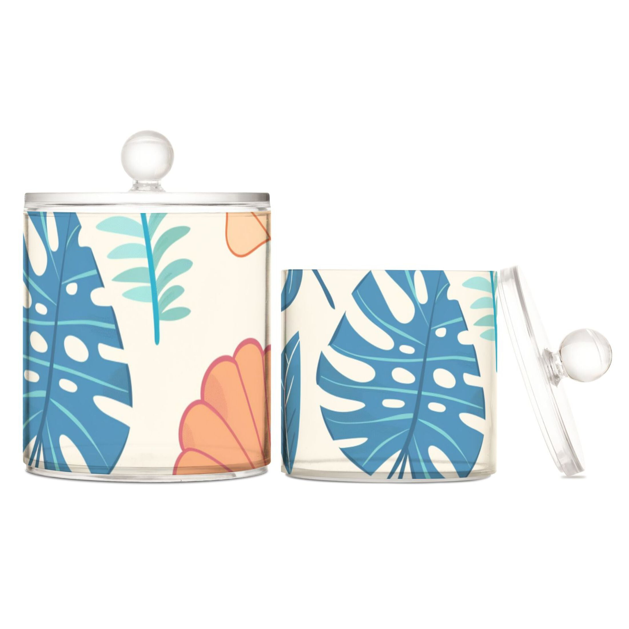 Palm Leaves Shell and Conch Translucent Plastic Cans Storage Canisters ...