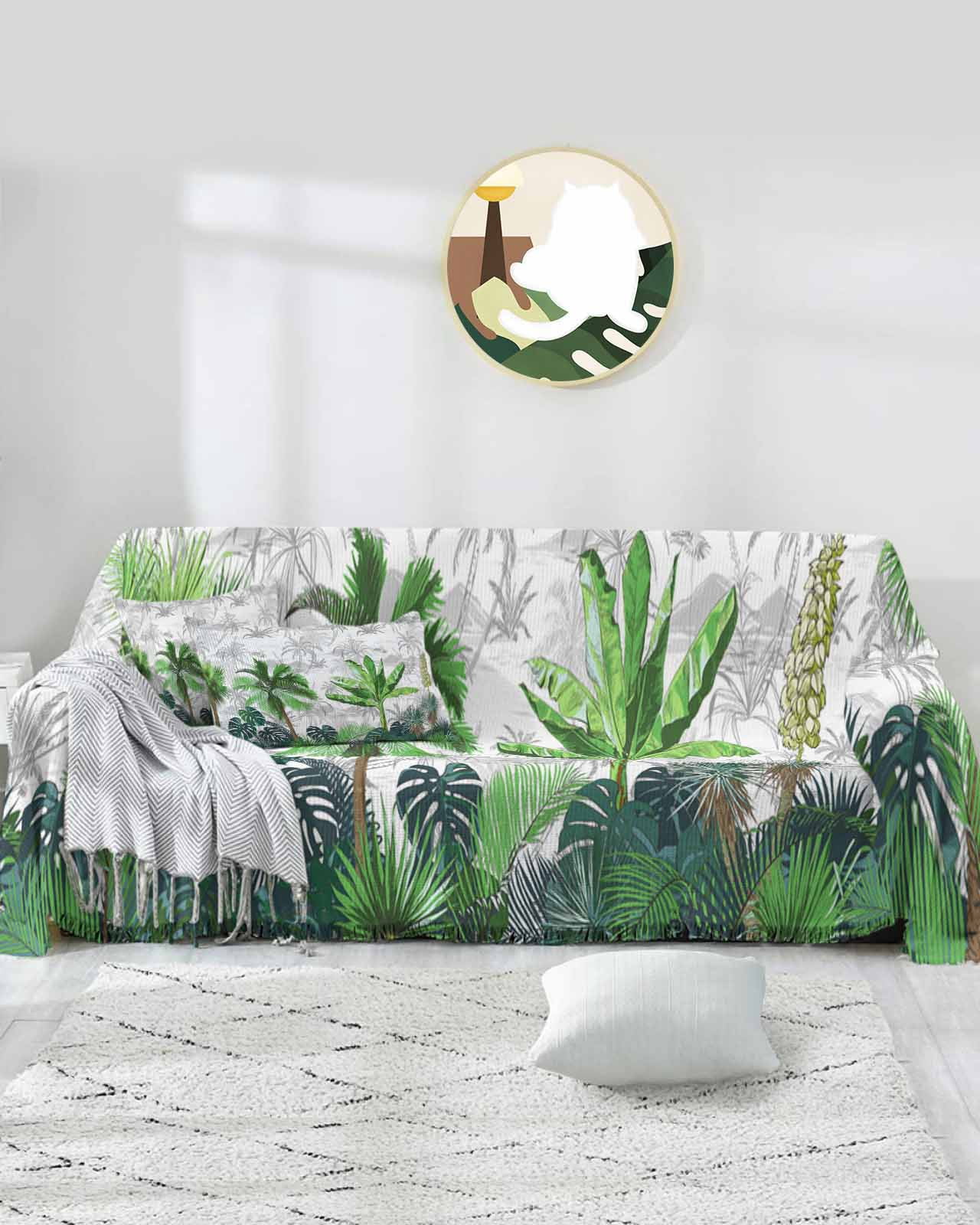 Palm Leaves Sofa Couch Covers for 3 Cushion Couch,Washable L Shape ...
