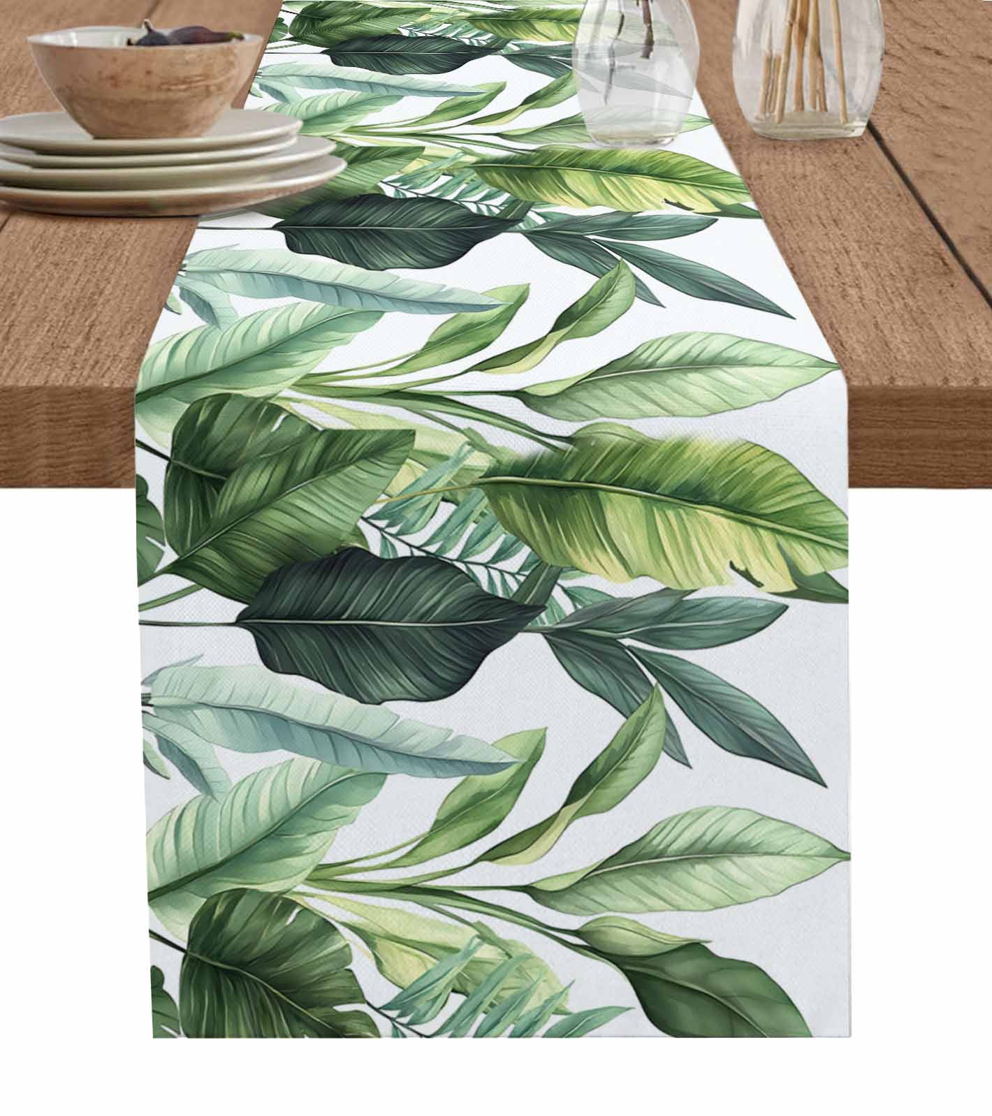 Palm Leaves Table Runner 36 Inches, Simple Summer Botanical Tropical ...
