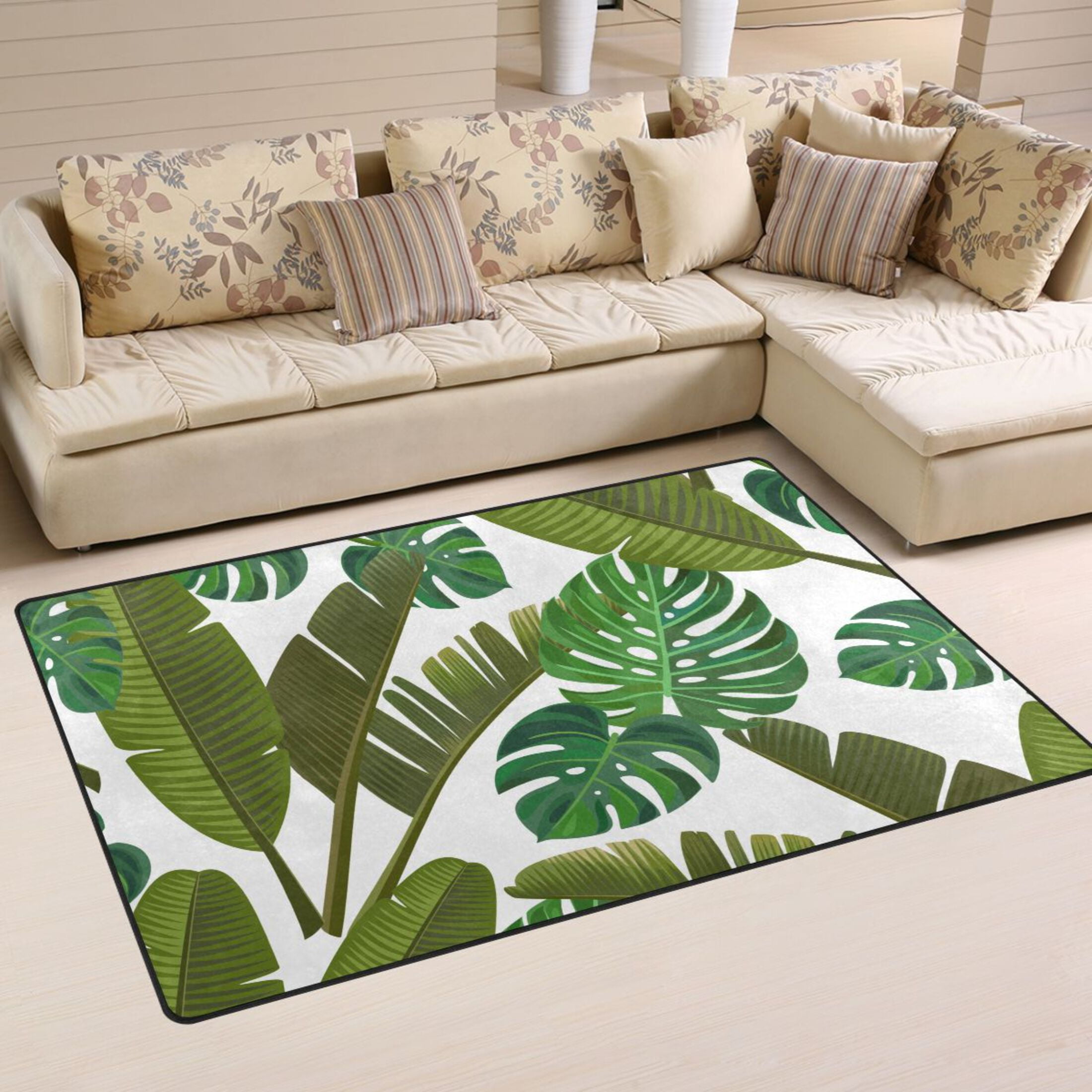 Palm Leaves Tropical Area Floor Mats Non-Slip Rugs Soft Doormat 31 x 20 ...