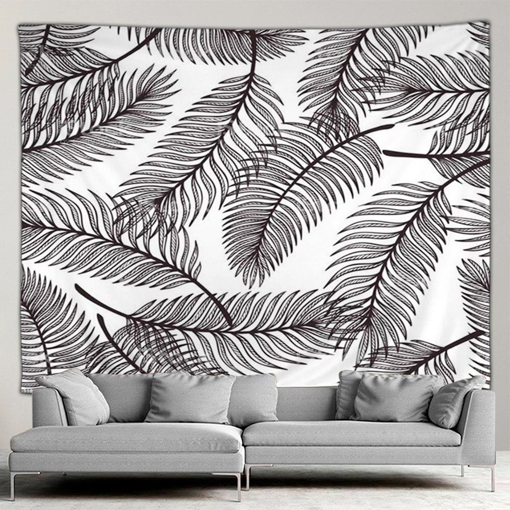 Palm Leaves Tropical Plant Outdoor Tapestry Golden Green Plant Leaves ...