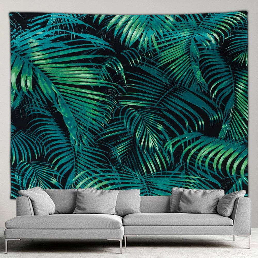 Palm Leaves Tropical Plant Outdoor Tapestry Golden Green Plant Leaves ...