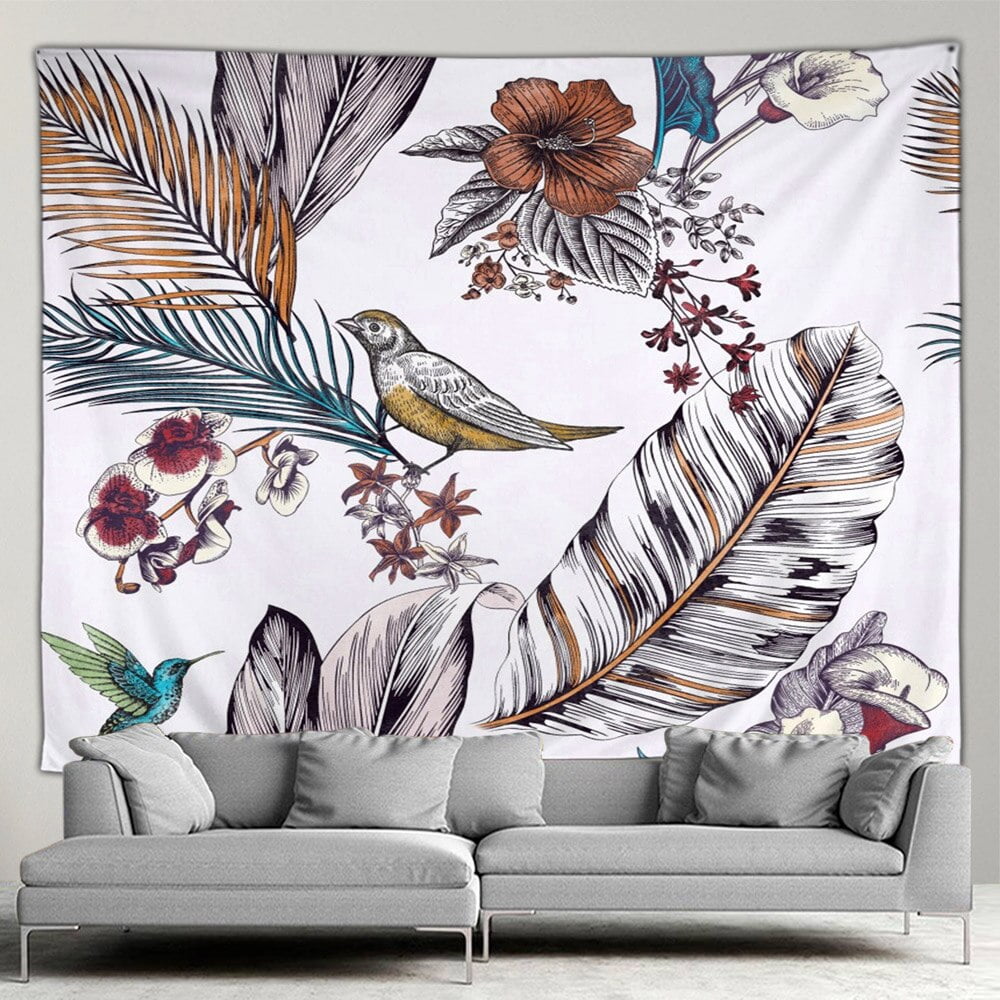 Palm Leaves Tropical Plant Outdoor Tapestry Golden Green Plant Leaves ...