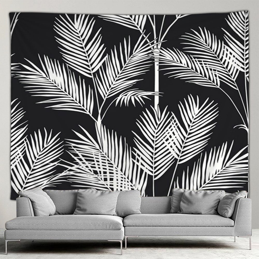 Palm Leaves Tropical Plant Outdoor Tapestry Golden Green Plant Leaves ...