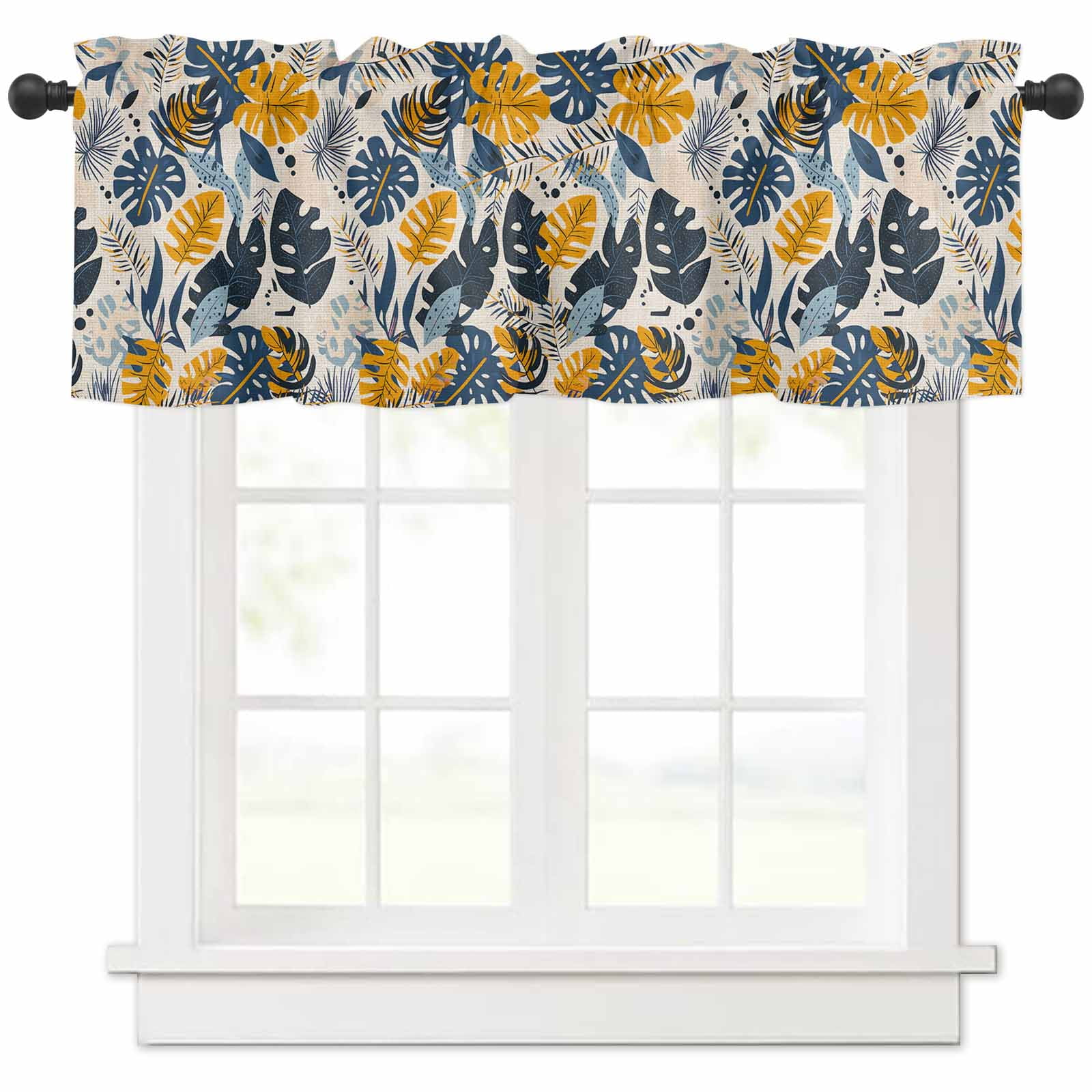 Palm Leaves Valances for Windows Farmhouse Kitchen Curtains Valances ...