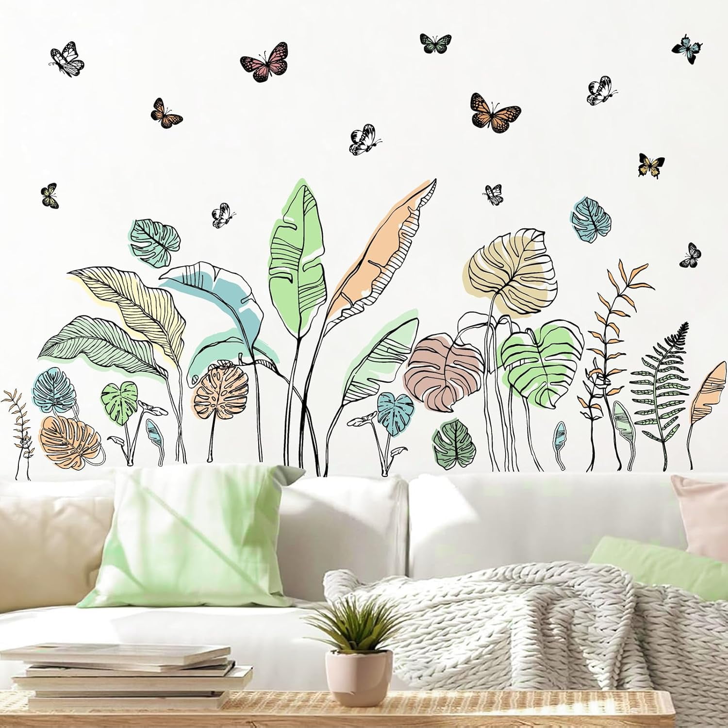Palm Leaves Wall Decals Boho Tropical Leaves Wall Sticker Removable ...